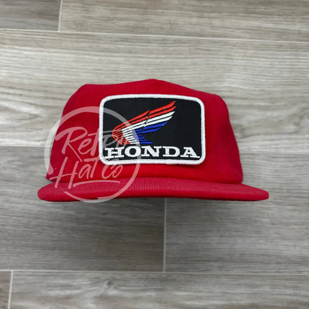 Honda Patch on Red Corduroy Hat