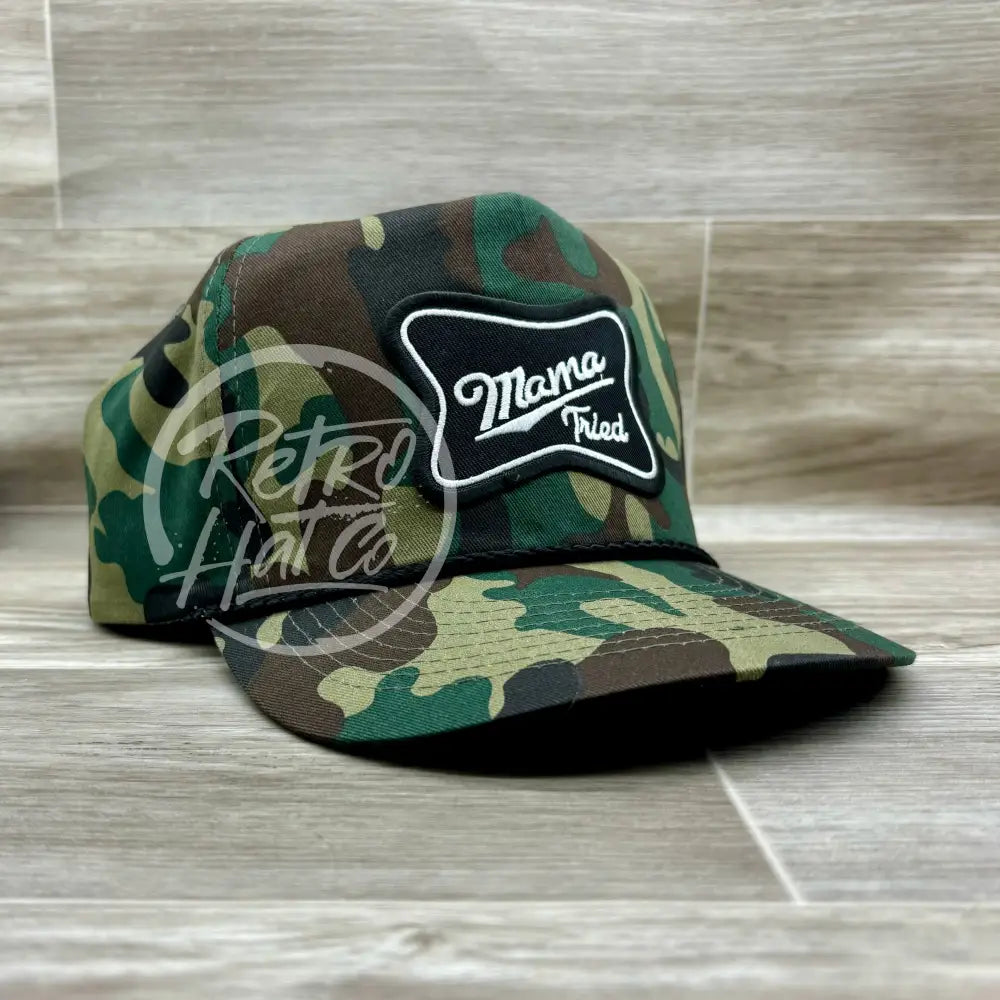 Mama Tried Patch On Tall Camo Retro Hat W Black Rope