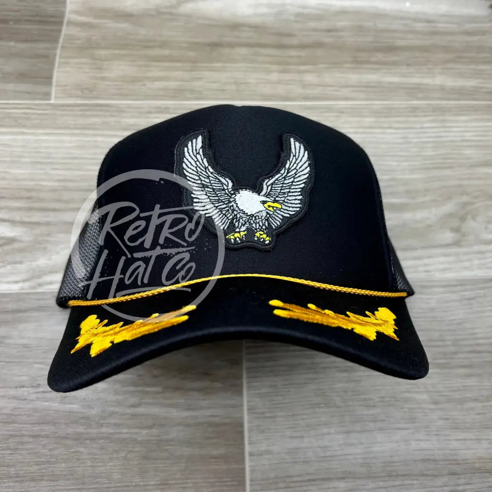 Screaming Eagle / Biker Patch on Black Meshback Trucker Hat w/Scramble
