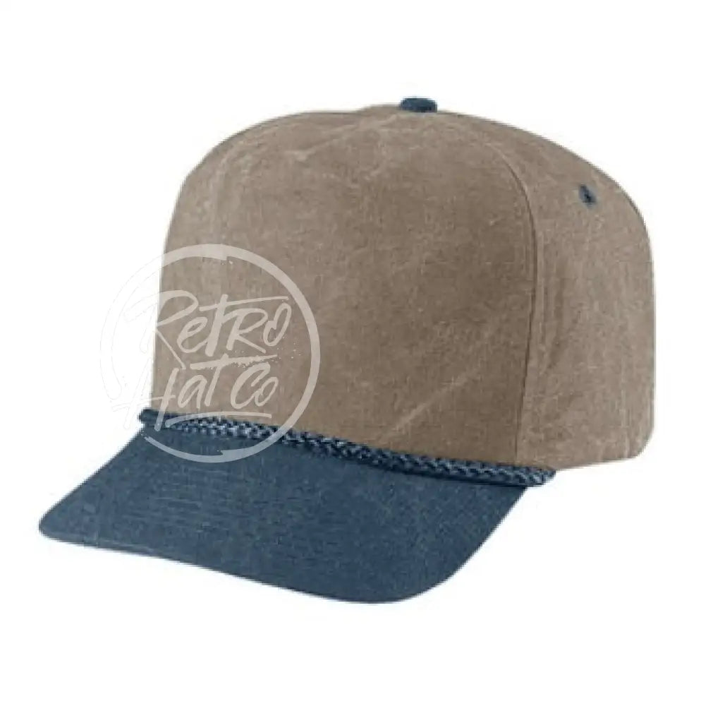 Blank Two-Tone Stonewashed Canvas Rope Hat