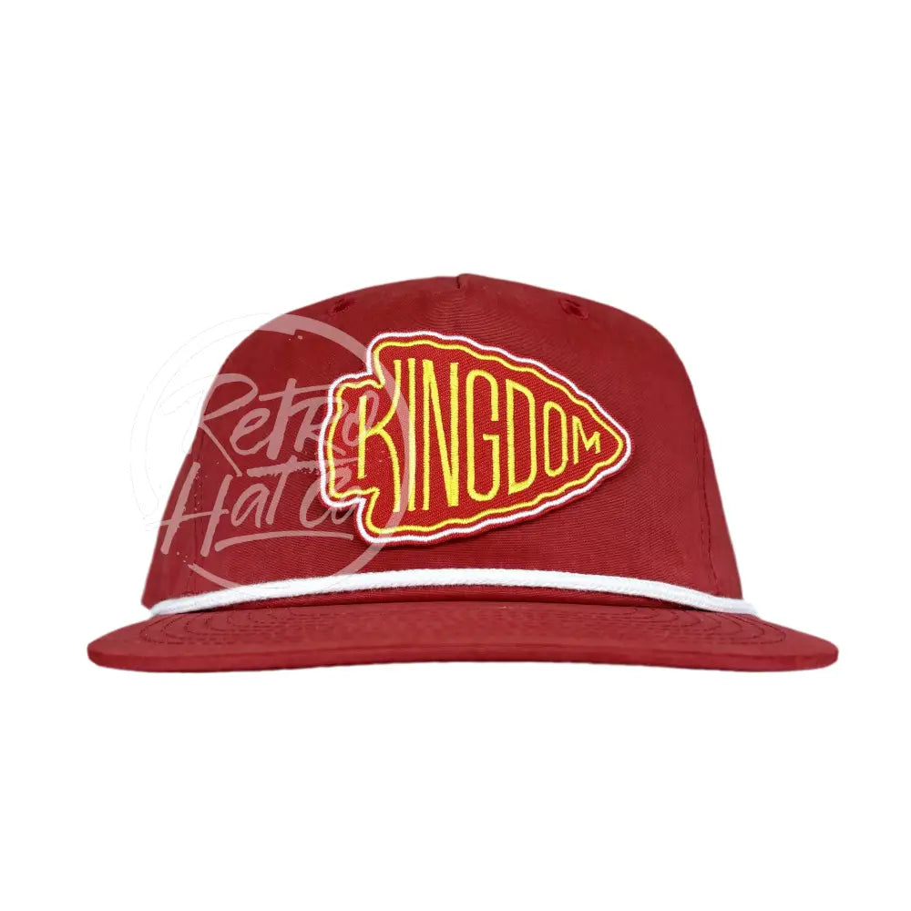 Kansas City Chiefs Kingdom Patch on Red Retro Hat w/White Rope