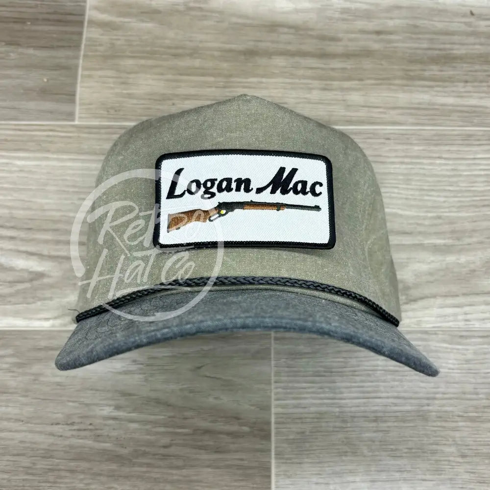Logan Mac Rifle Patch on Stonewashed Sand/Charcoal Retro Rope Hat