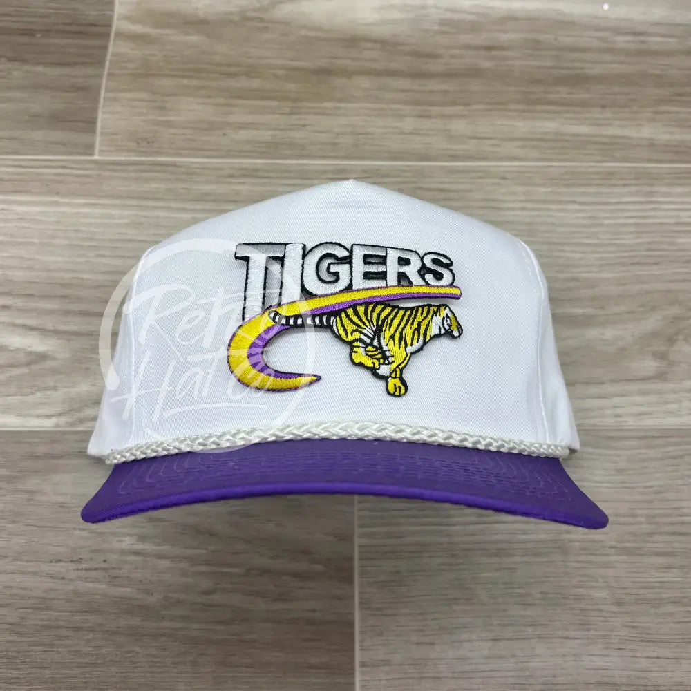 LSU Tiger / Swoop on White/Purple Rope Hat