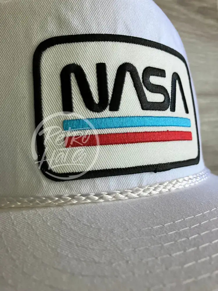 NASA (Underline) Patch on White Classic Rope Hat