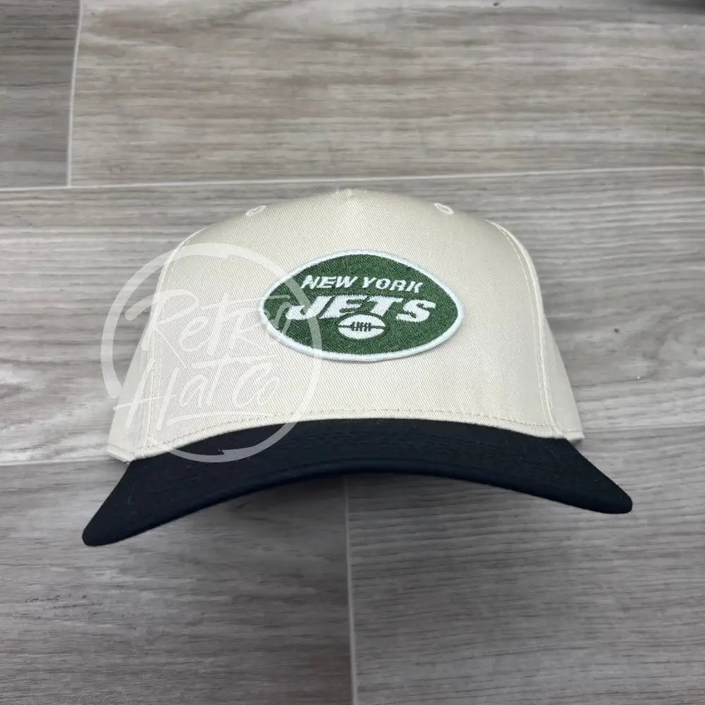 New York Jets Oval Patch on Black Classic Rope Hat