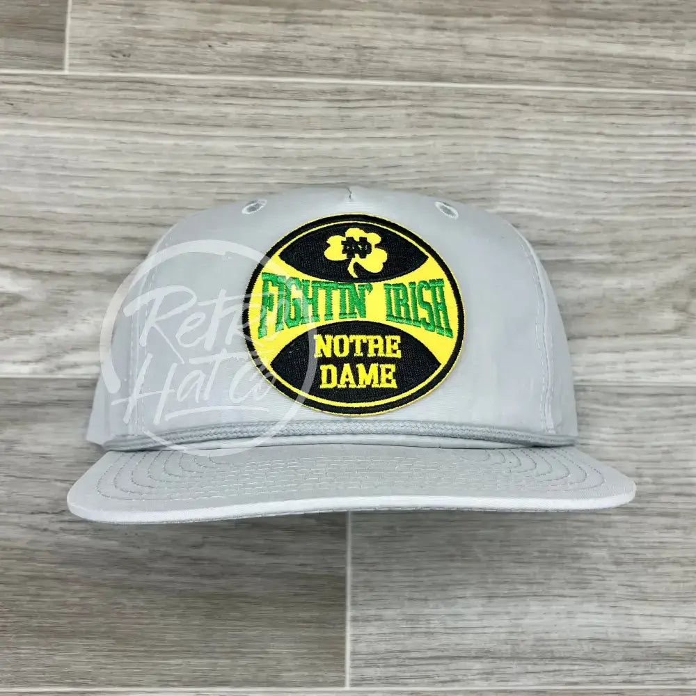 Notre Dame Fighting Irish (clover) on Smoke Gray Retro Hat w/Black Rop