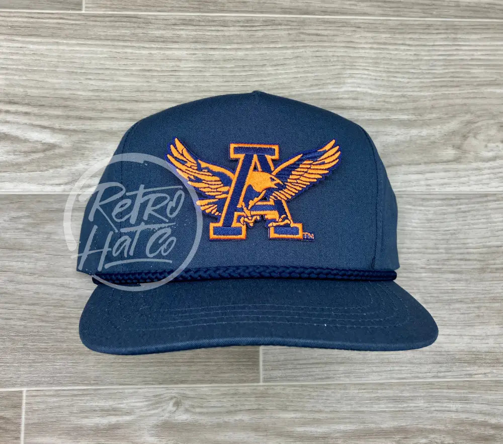 Retro Auburn War Eagle Patch on Blue Classic Rope Hat