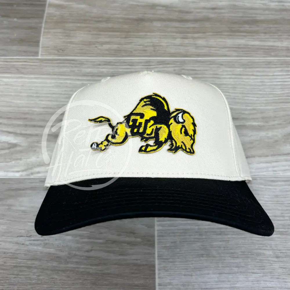 Retro Colorado Buffaloes CU (detailed) patch on Natural/Black Hat