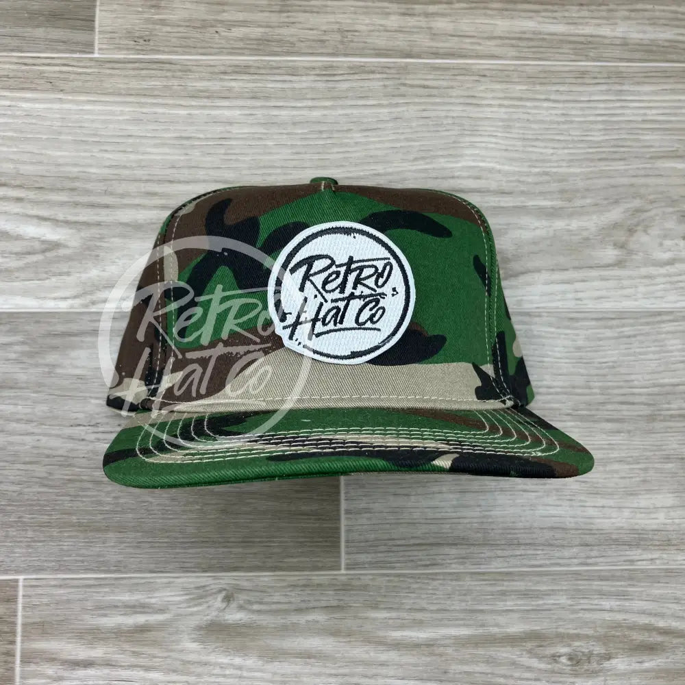 Retro Hat Co. Brand Patch on Retro Camo Hat