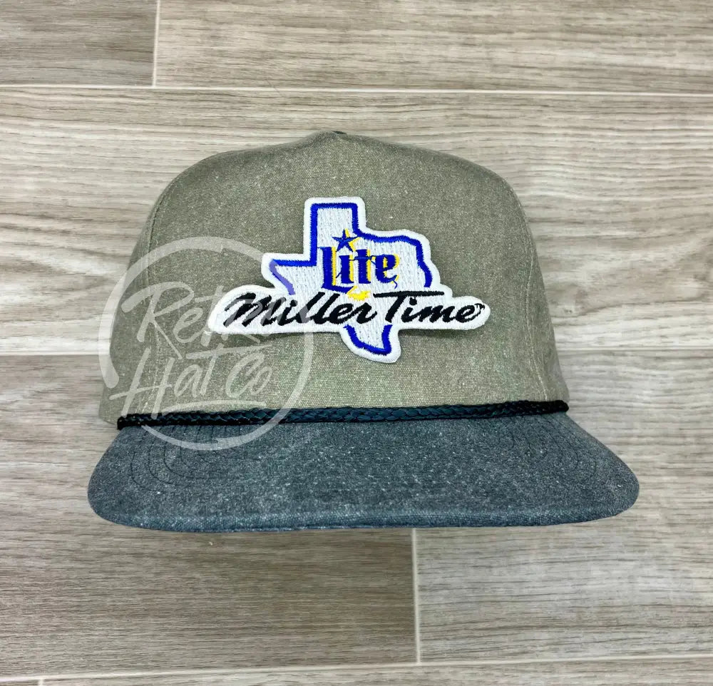 Texas Beer Patch on Stonewashed Sand/Charcoal Retro Rope Hat
