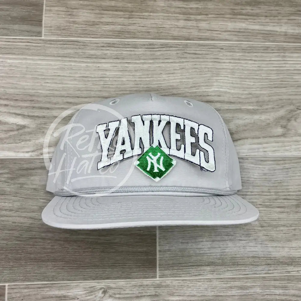 Vintage 90s New York Yankees (White Arch) Patch on Smoke Gray Retro Ha