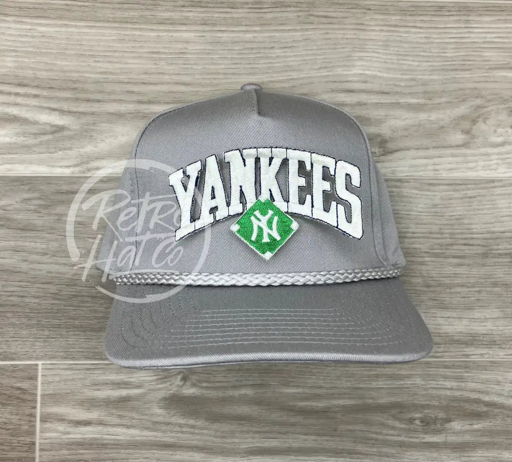 Vintage 90s New York Yankees (White Arch) Patch on Tall Gray Retro Rop