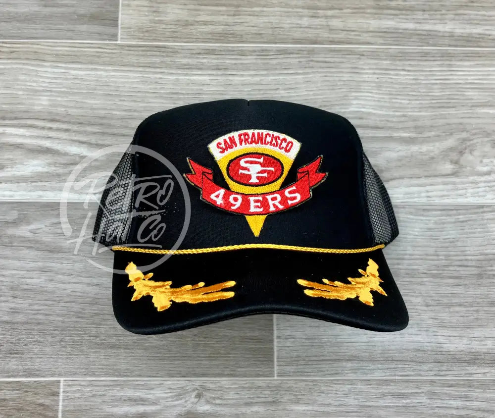 Vintage 90s San Francisco 49ers Niners Pennant Patch on Black Meshback