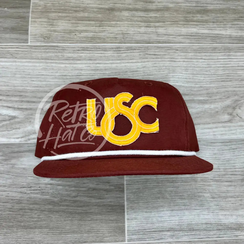 Vintage 90s USC Trojans - Southern California Patch on Maroon Retro Ha