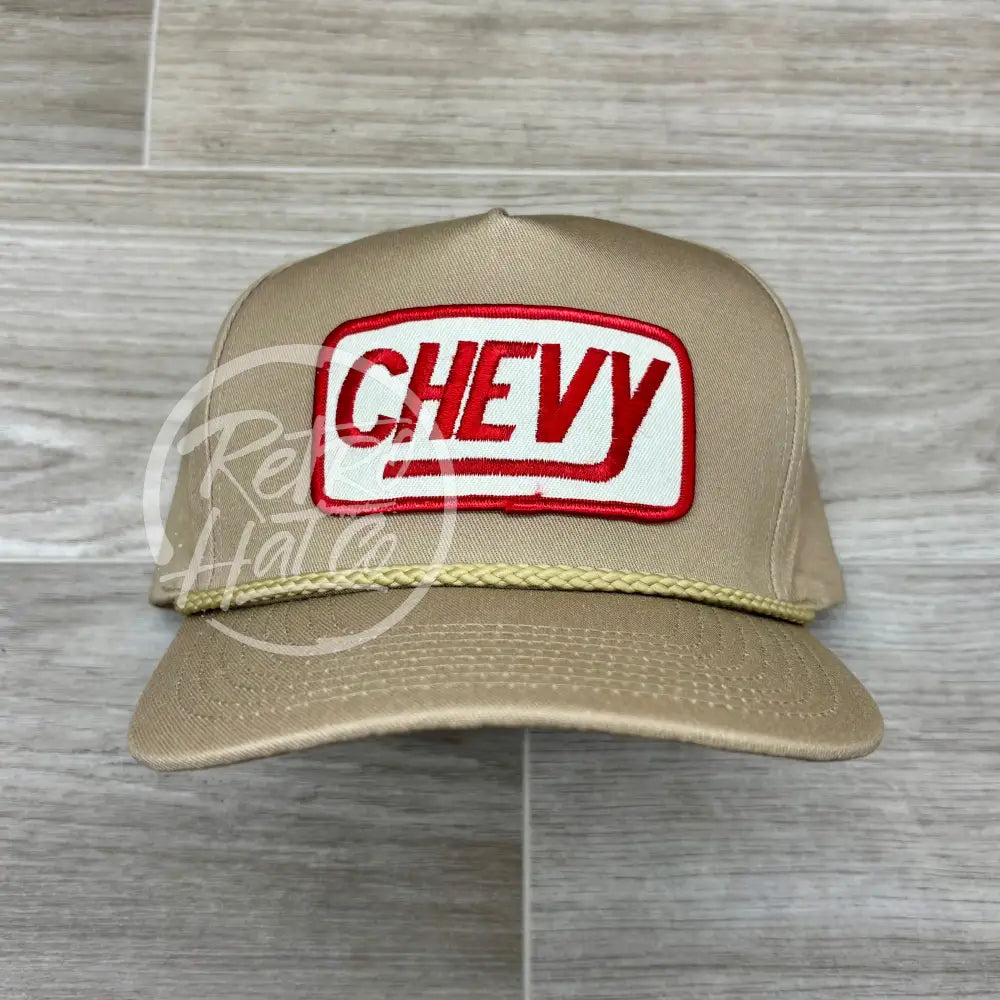 Vintage Chevy Trucks / Chevrolet Patch on Tall Tan Retro Rope Hat